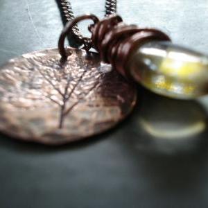 Nature Inspired Copper Penny Tree Necklace With Green Czech Glass Wire ...